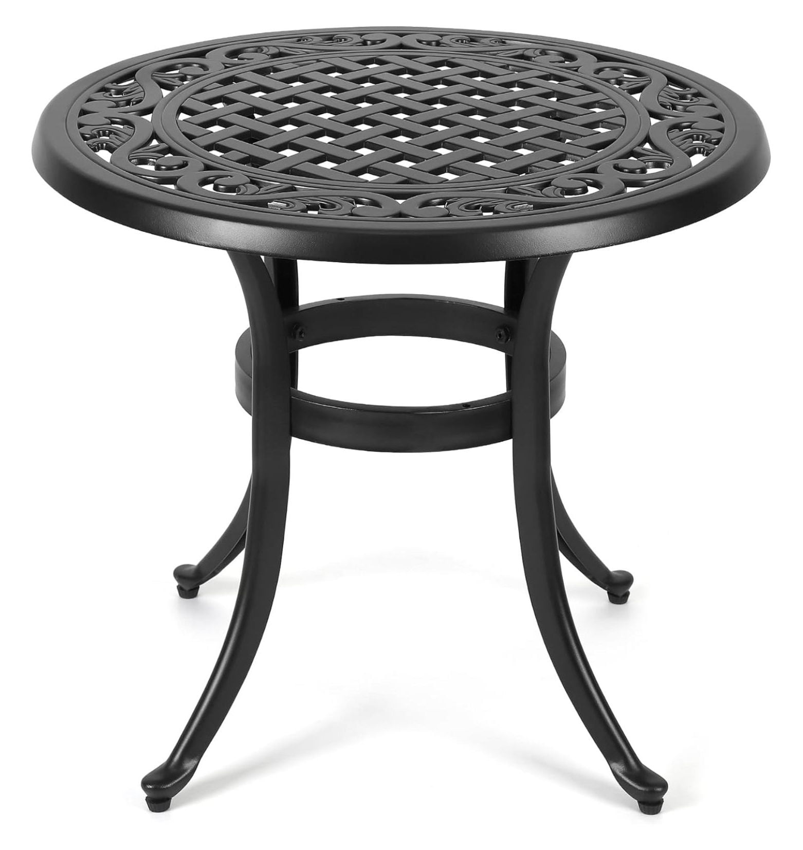 23.22 Inch Cast Aluminum Side Table, Patio Bistro Table with Adjustable ...