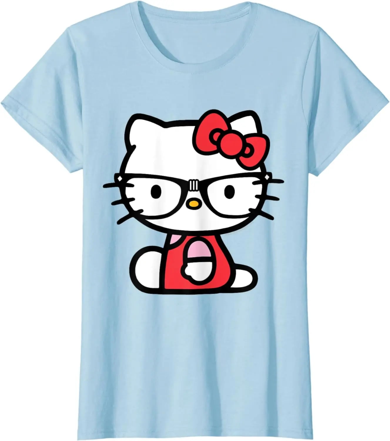 23/24 New Sanrio Hello Kitty Nerd Glasses Summer Crew Neck T-Shirt ...