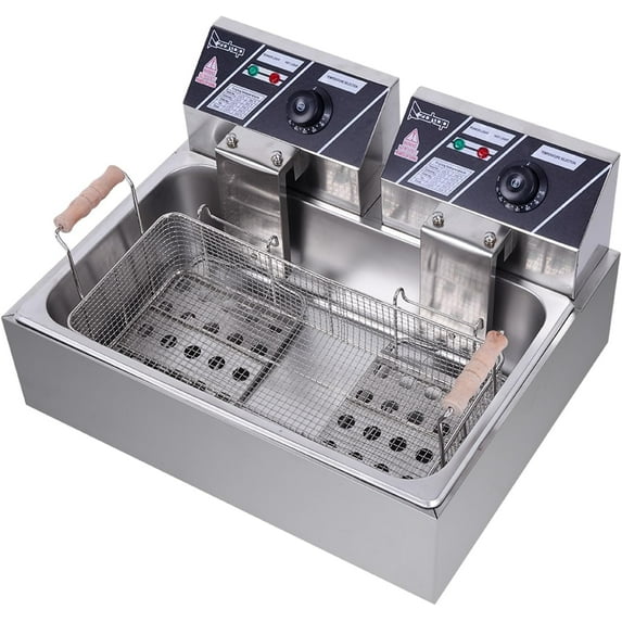23.26QT 5000W Large Electric Deep Fryer with Baskets & Lids,Stainless ...