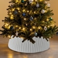 23-28 Inch White Textured Plush Tree Collar, Soft Foldable Stand Skirt ...