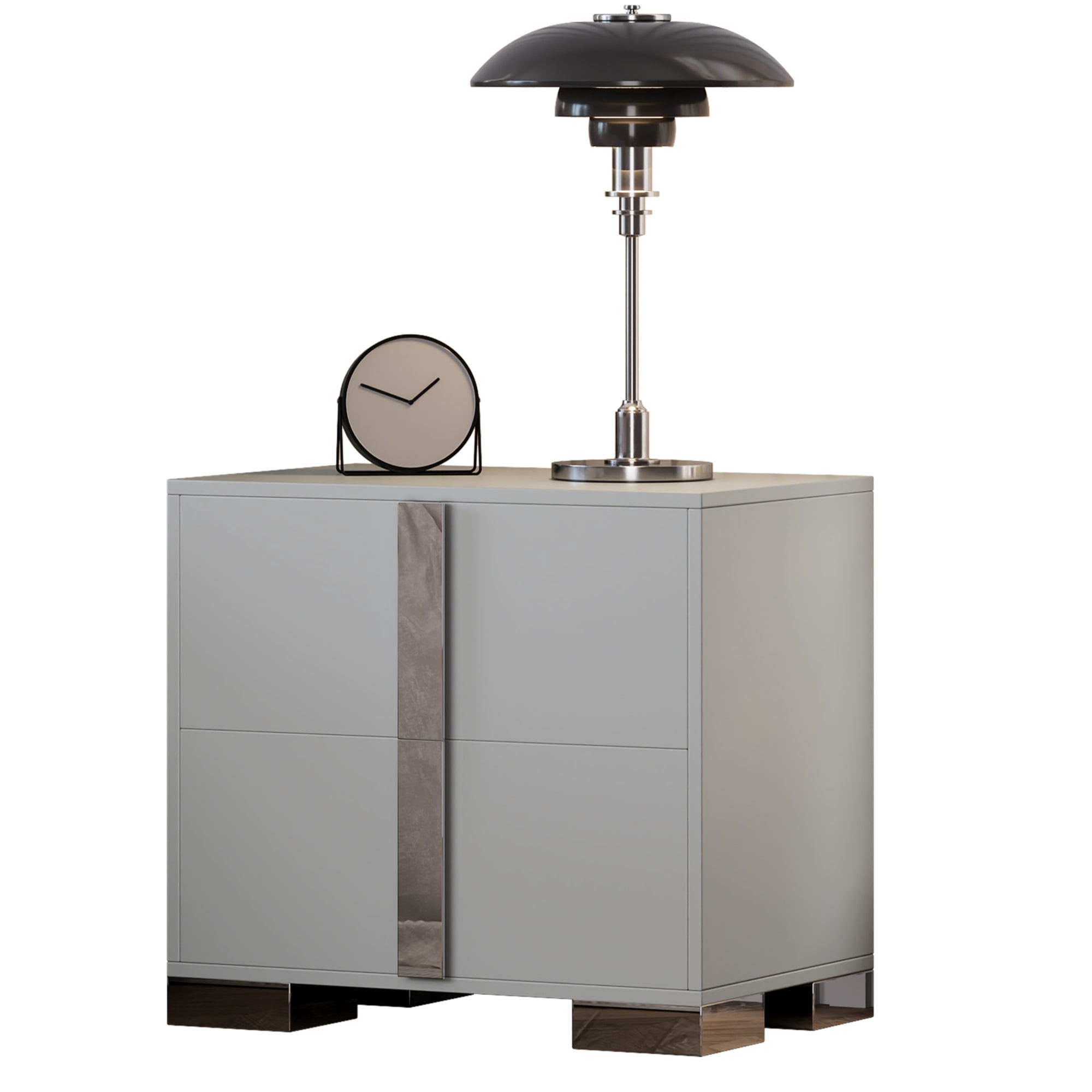 23.3 Inch Nightstand With 2 Drawers Silent Slides Electroplated Handles ...