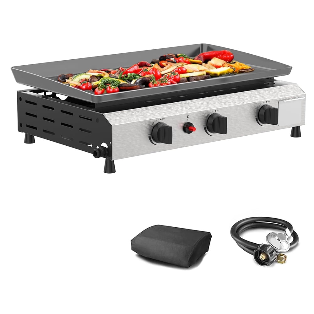 23.3 Inch Outdoor Propane Griddle, 3 Burner Gas Griddle, 30000 BTU ...