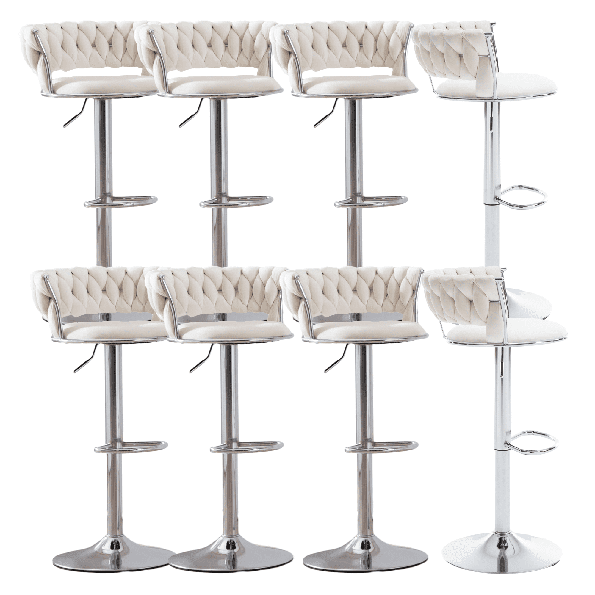 23-32 Inch Velvet Swivel Bar Stools with Back, Upholstered Adjustable ...
