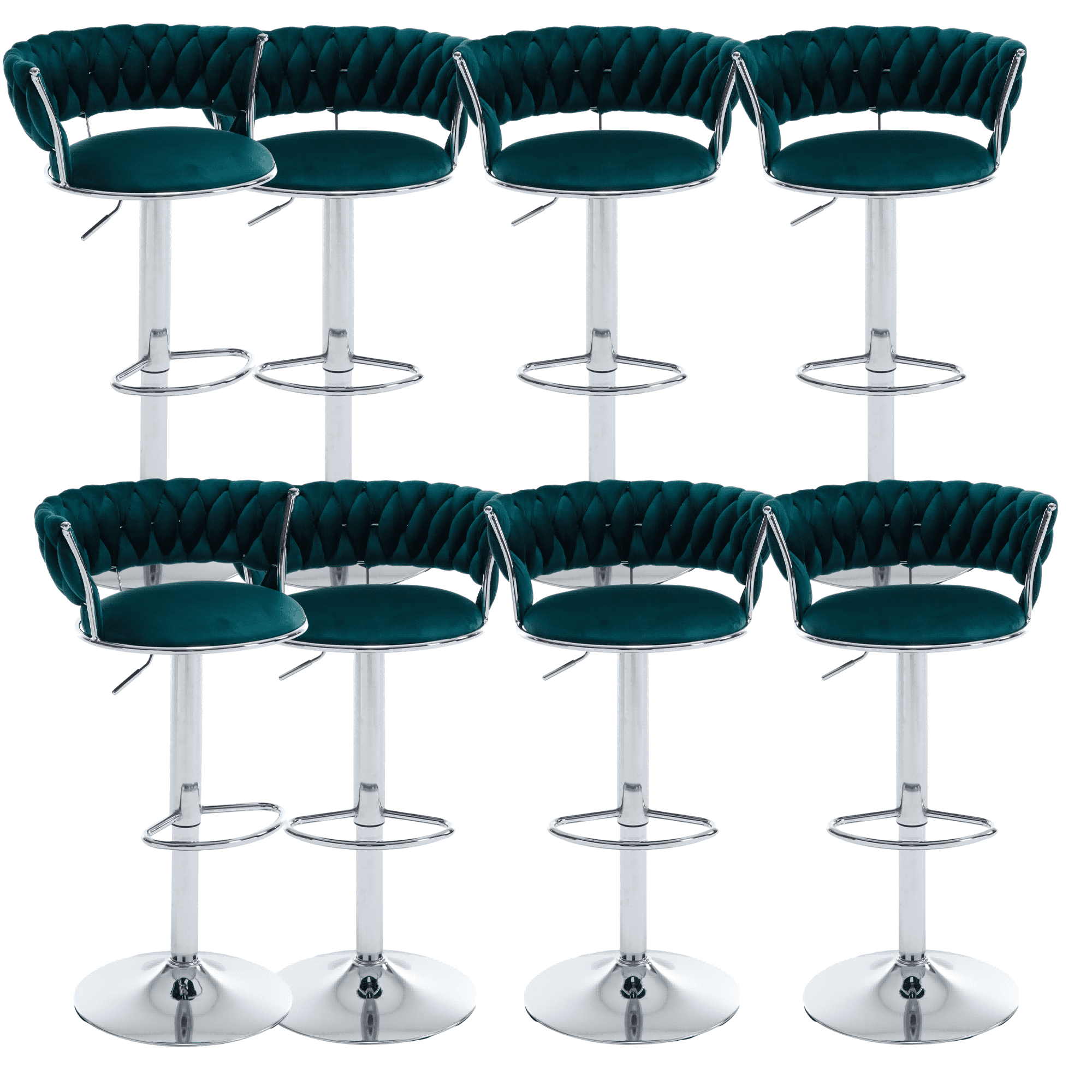 23-32 Inch Velvet Swivel Bar Stools with Back, Upholstered Adjustable ...
