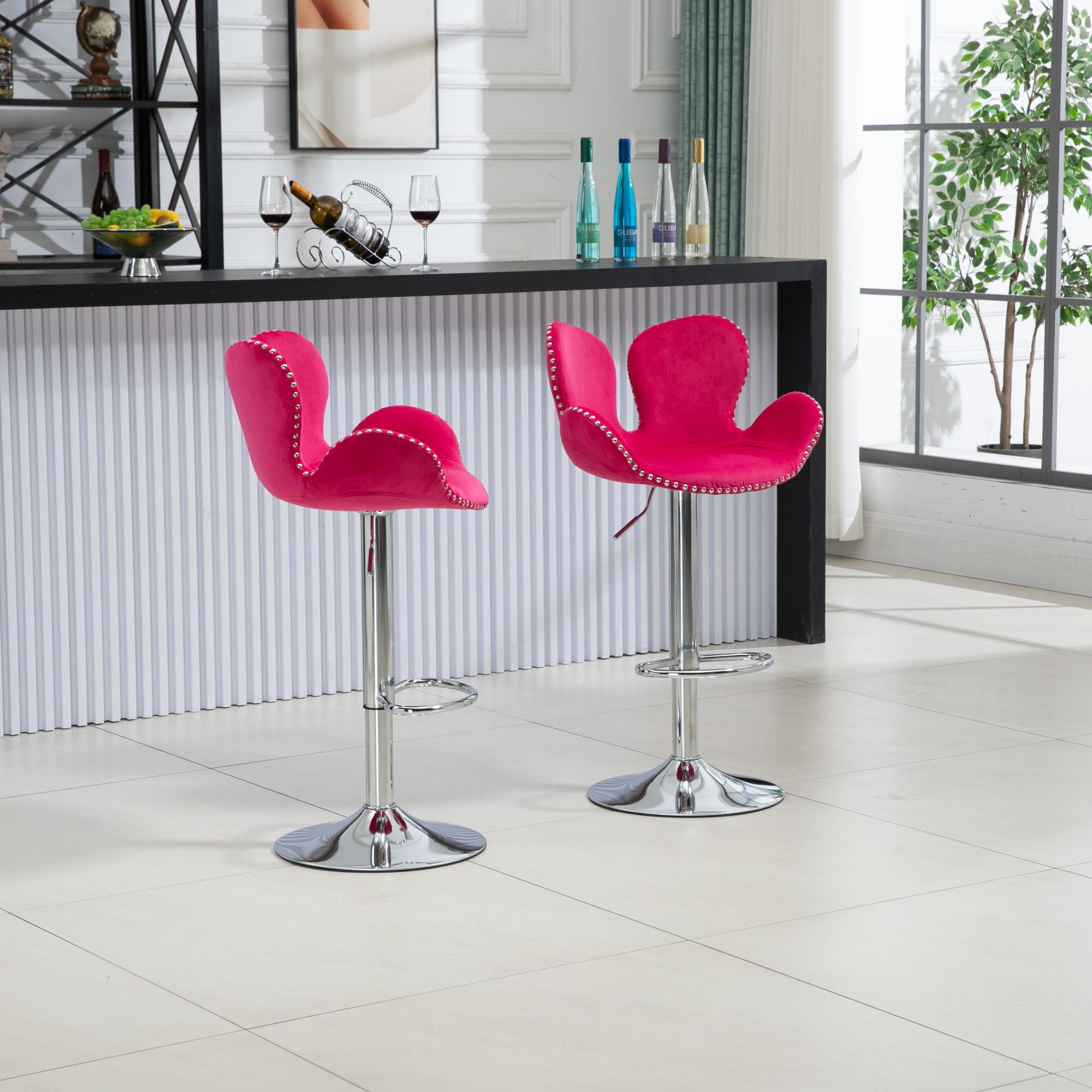 23-32 Inch Vintage Velvet Bar Stools, Counter Height Adjustable Swivel ...