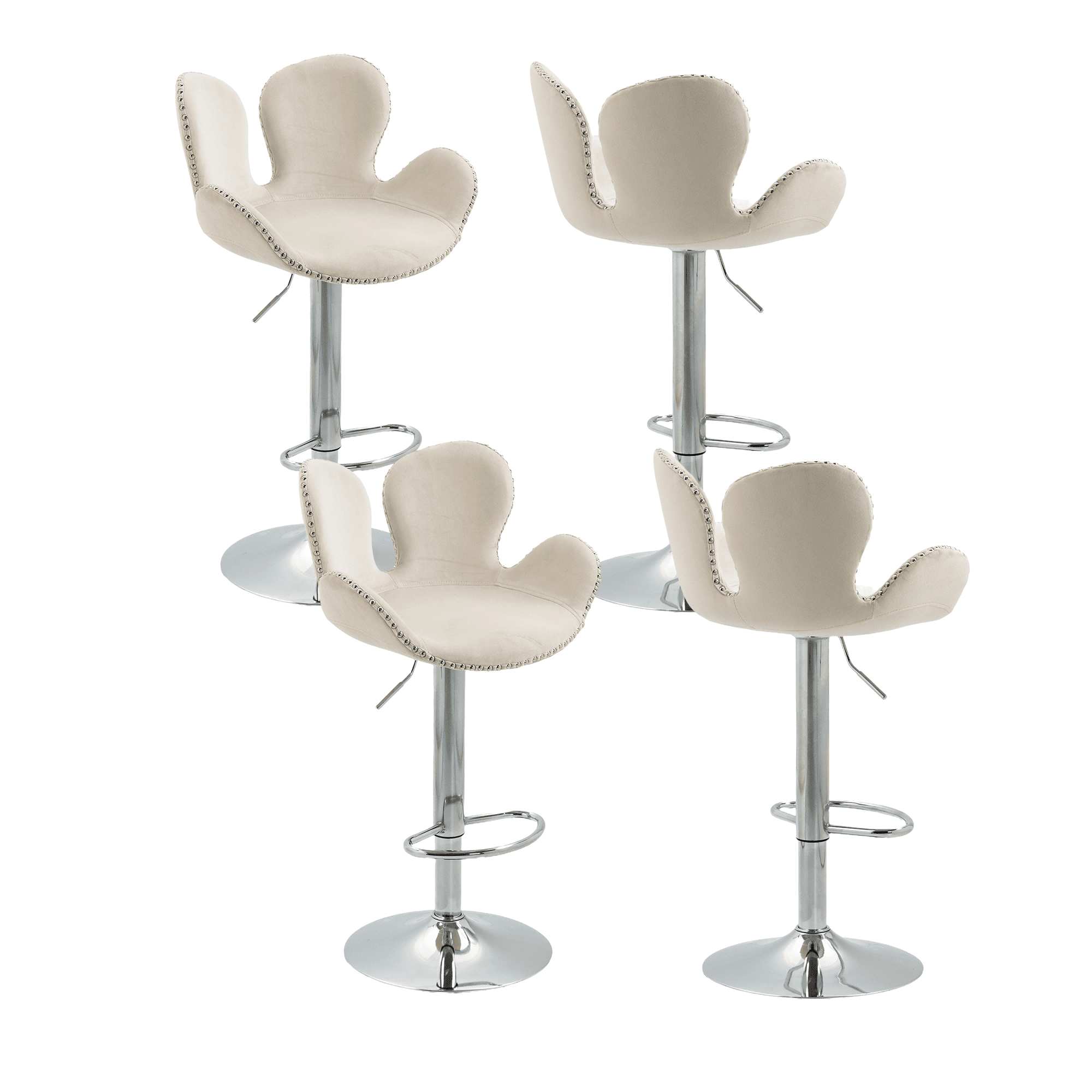 23-32 Inch Vintage Velvet Bar Stools, Counter Height Adjustable Swivel ...