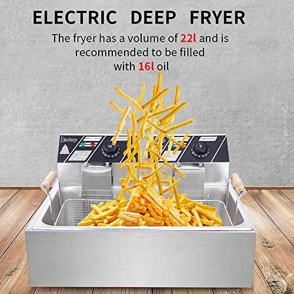 23.3QT/22L Commercial Deep Fryer with Basket and Lid, 5000W Electric ...