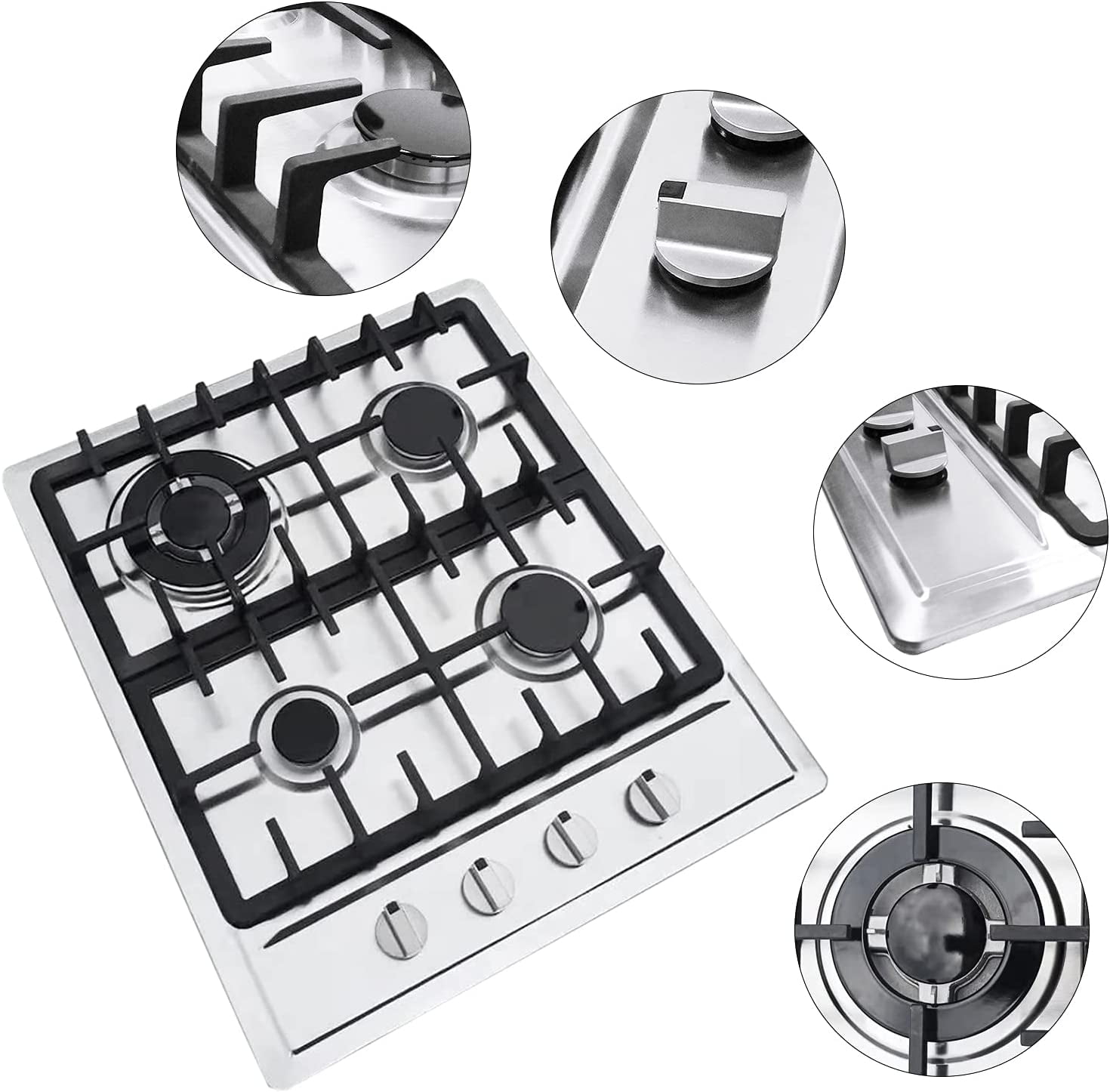 23" 4 Burners NG/LPG Built-In Gas Cooktop Powerful Stove Top Propane ...