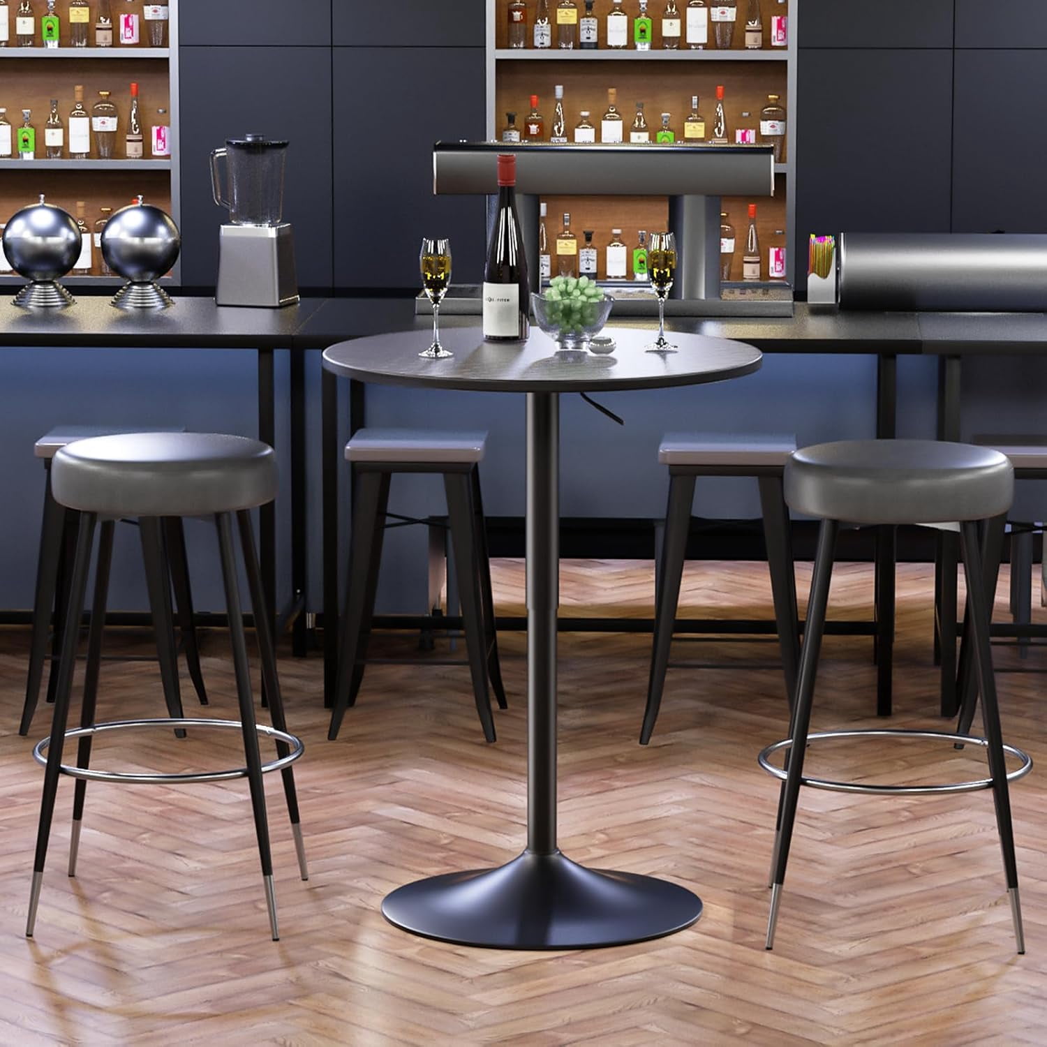 23.5 Inch Round Pub Table Cocktail Table, 27.5"- 36" Height-Adjustable ...