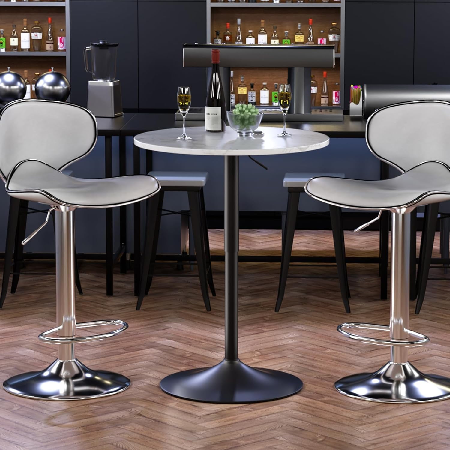 23.5 Inch Round Pub Table Cocktail Table, 27.5"- 36" Height-Adjustable ...
