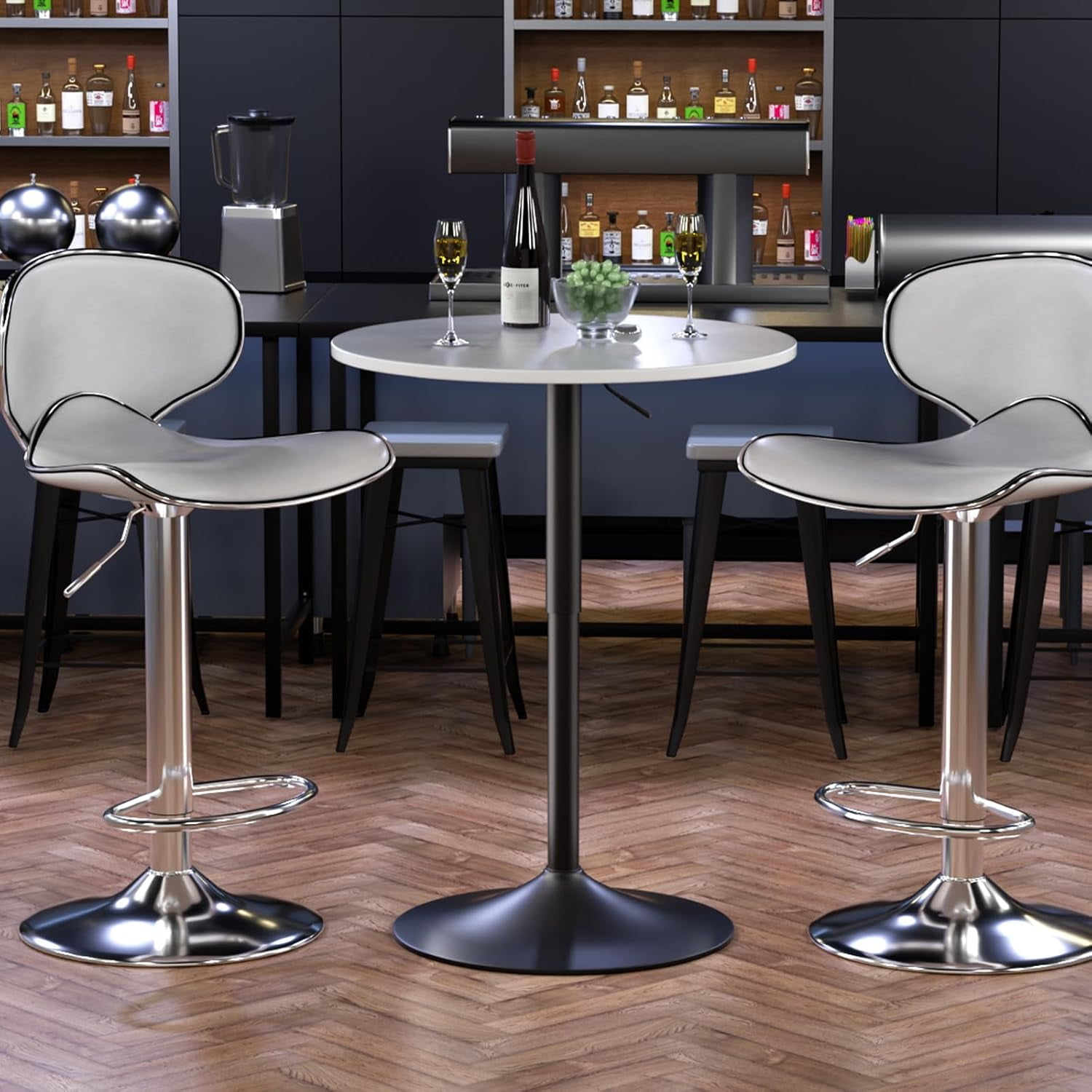 23.5 Inch Round Pub Table Cocktail Table, 27.5"- 36" Height-Adjustable ...