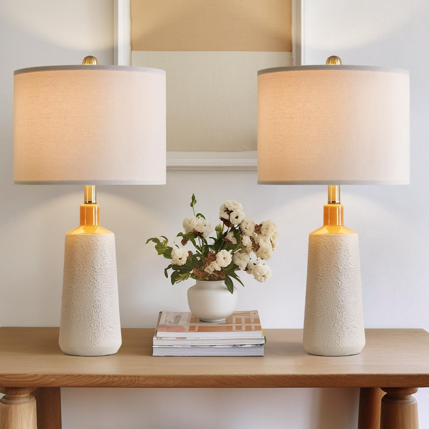 23.5" Modern Ceramic Table Lamps with Frosted Grain Texture Set of 2 ...