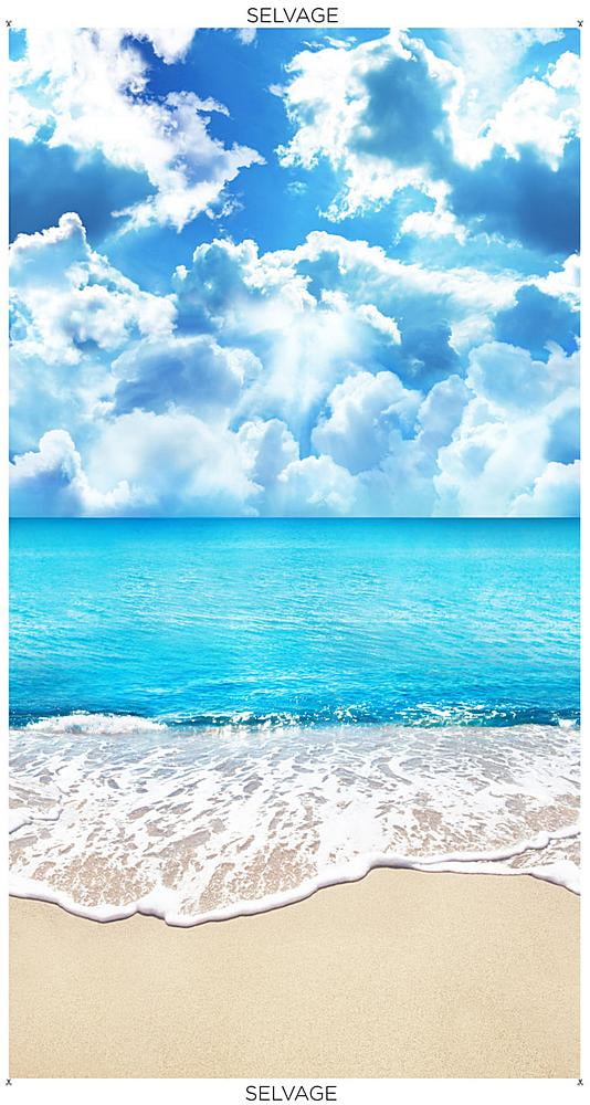 23.5" X 44" Panel Beach Sand Ocean Nature Landscape Scenic Multicolor ...