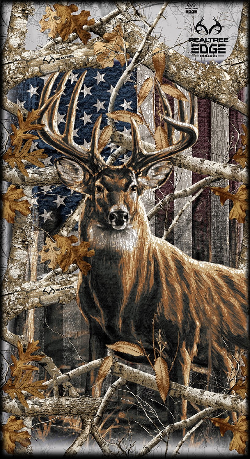 23.5" X 44" Panel Realtree Patriotic Deer Buck American Flag Hunting ...