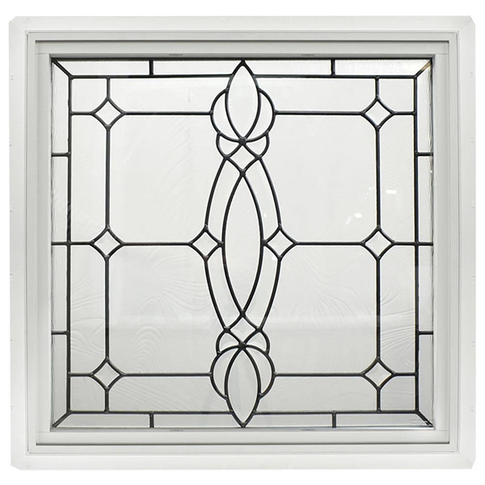 23.5 in. x 23.5 in. White Frame Victorian PE Black Caming 1 in. Nail ...