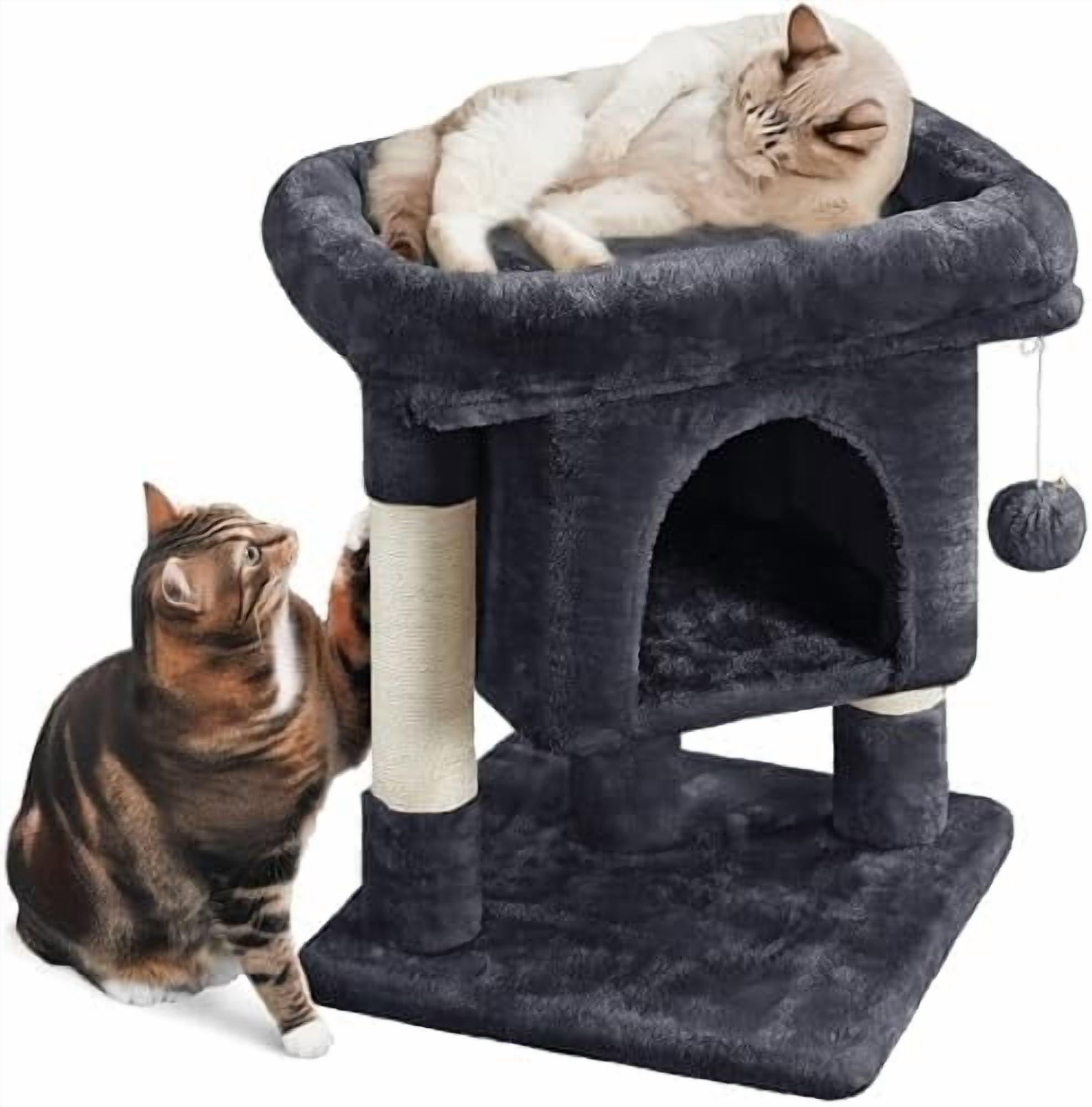 23.5in Cat Tree Tower, Cat Condo with Sisal-Covered Scratching Posts ...