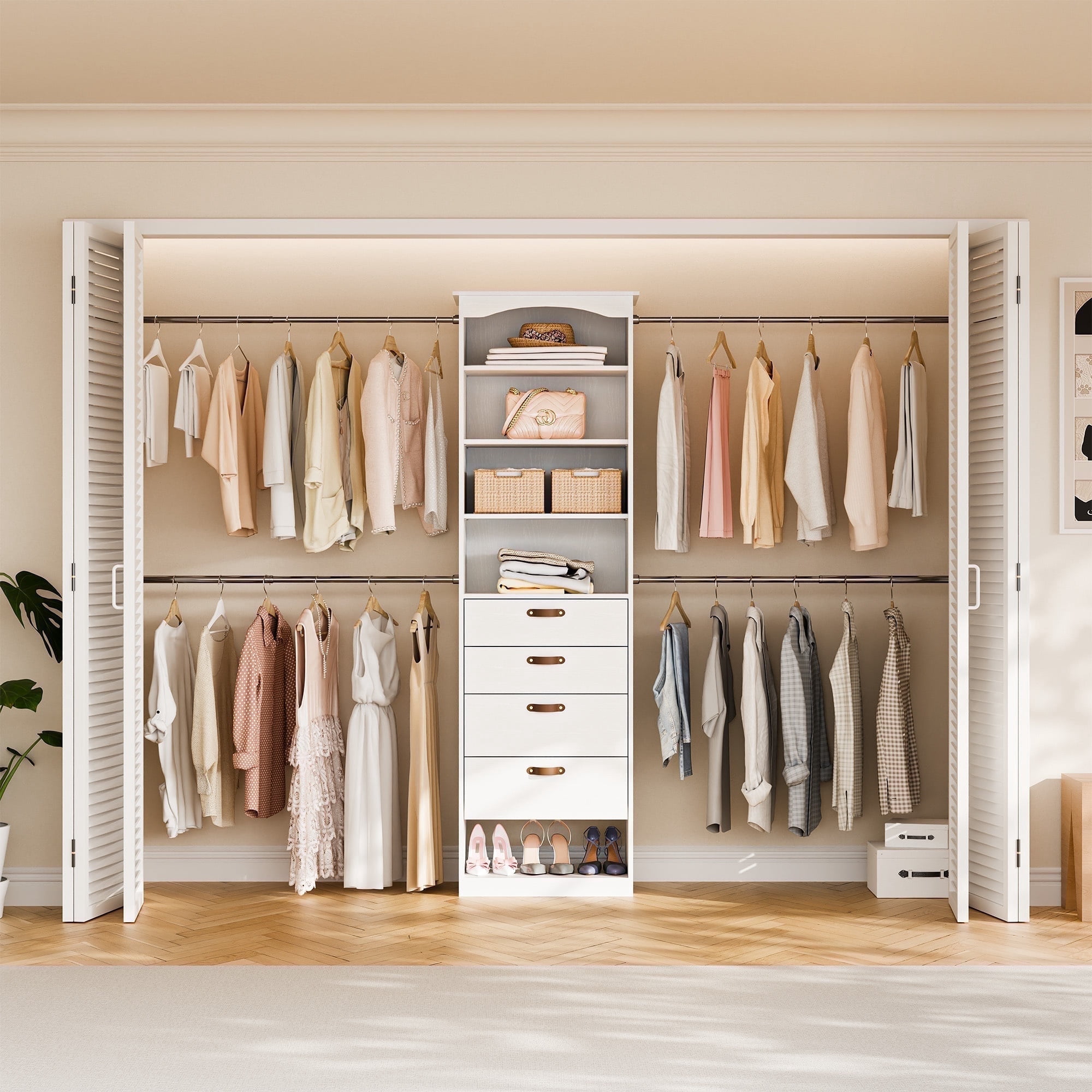 23.6"-149.6" W Modular Closet System, 2-12FT Walk-In Closet Organizer ...
