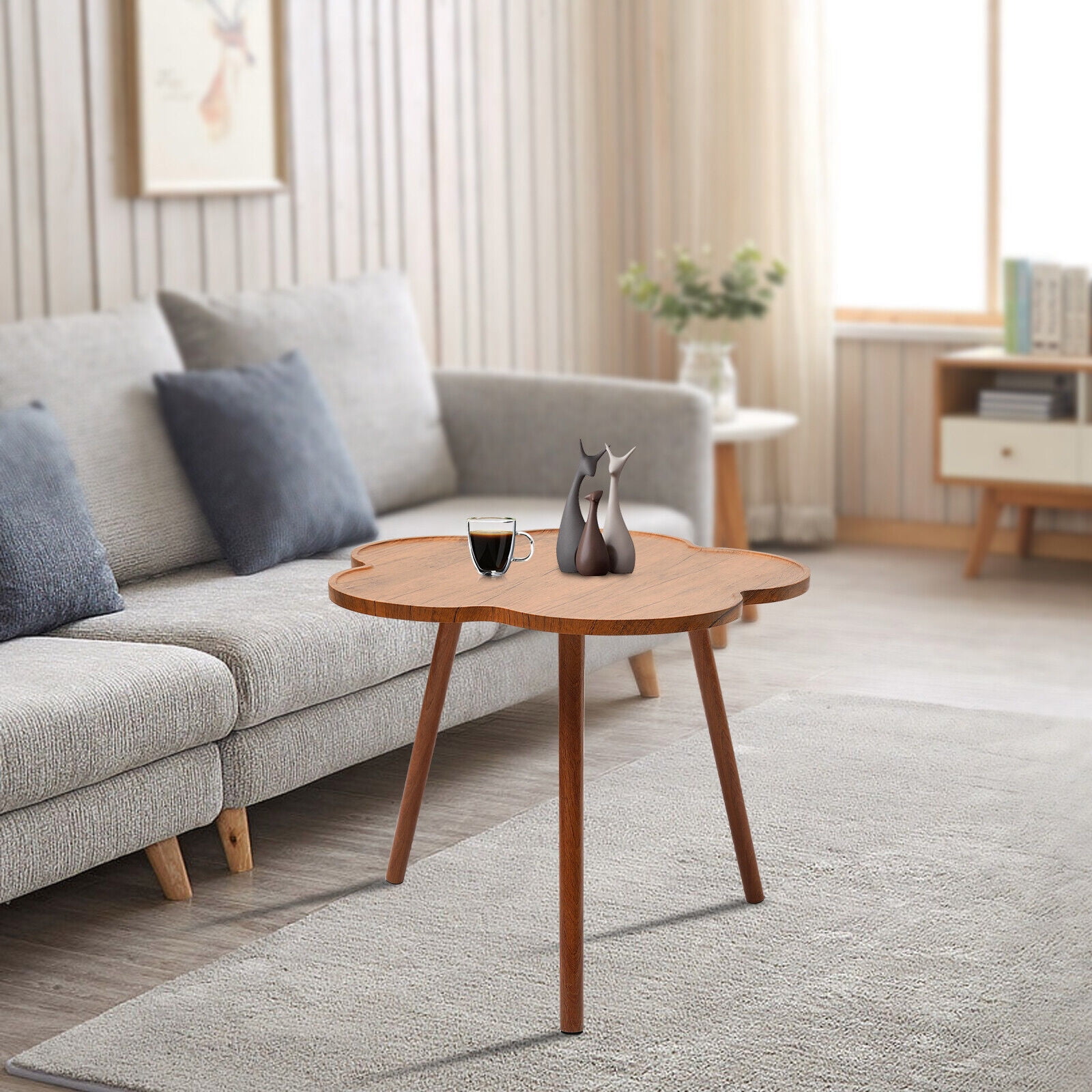 23.6*19.7in Coffee Table with Wood Legs for Living Room Log Color Large ...