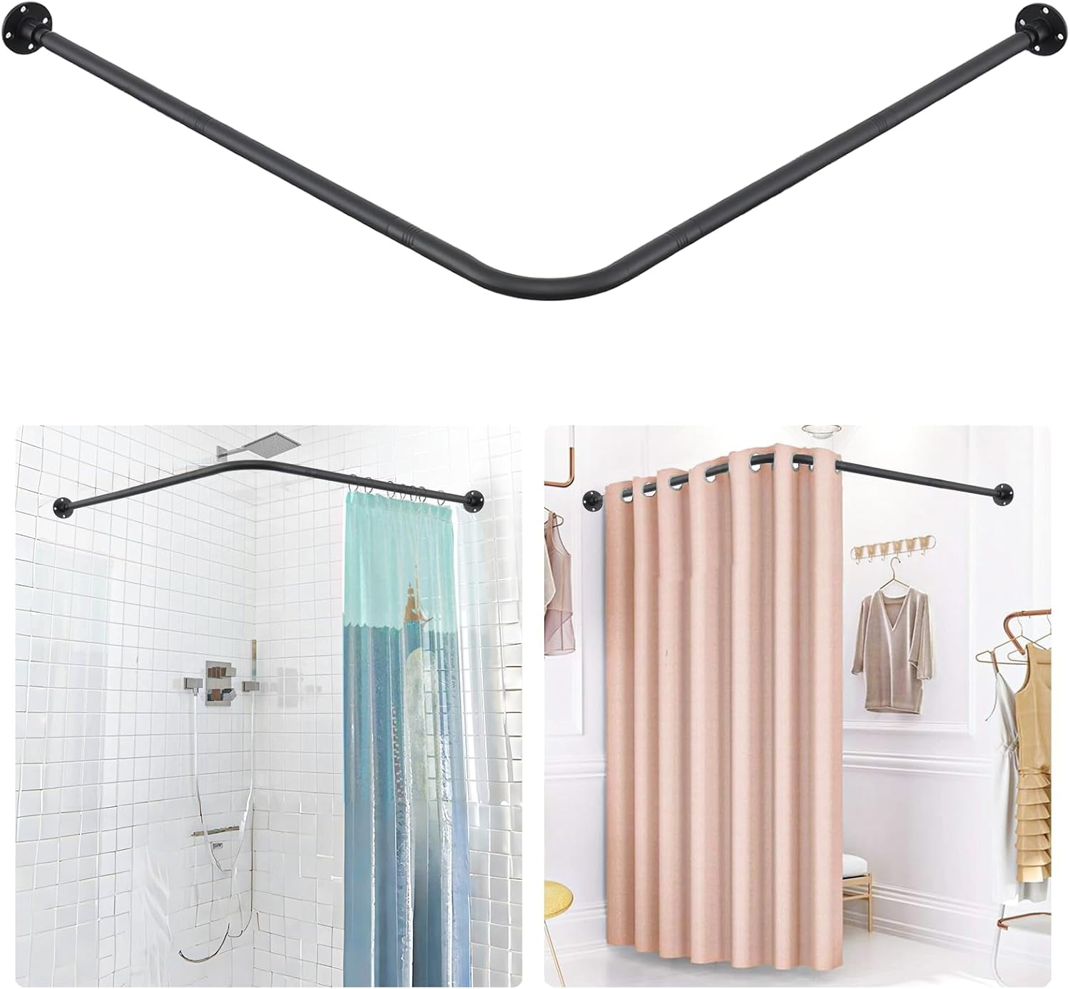 23.6"-54.3"*23.6"-54.3" Adjustable Corner Shower Curtain Rod, L Shaped ...