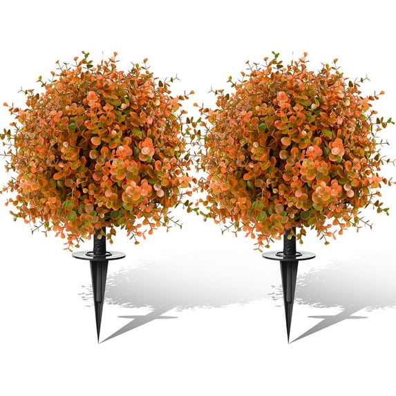 23.6" Artificial Cypress Topiary Christmas Tree with Spike, 2 Pack Faux ...