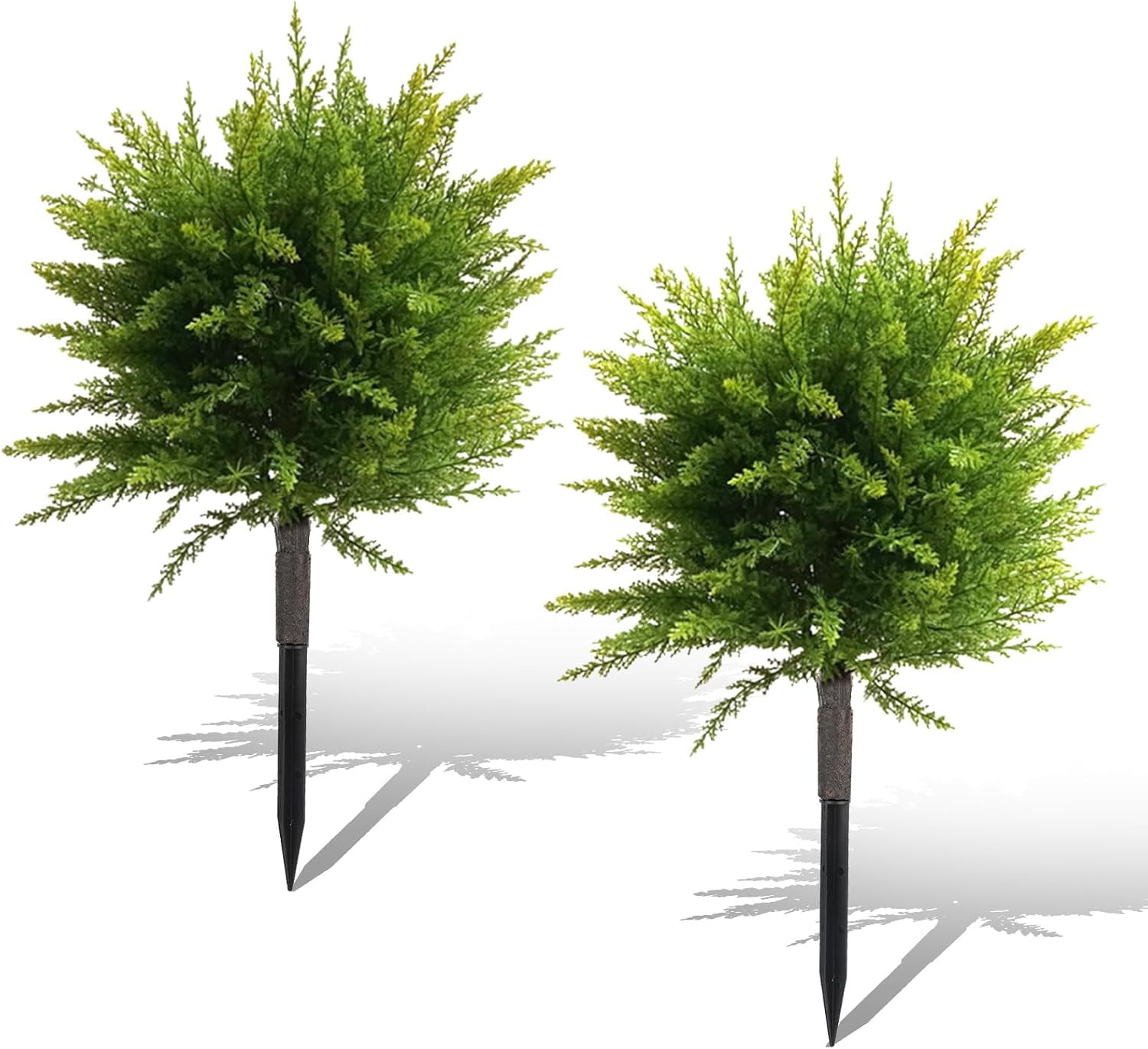 23.6" Artificial Cypress Topiary Tree with Ground Spike, Set of 2 Faux ...