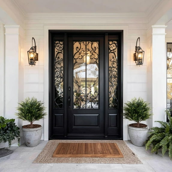 23.6" Artificial Topiary Cedar Trees with 4 Ground Stakes, Faux Outdoor ...