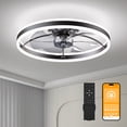 23.6" Flush Mount Ceiling Fan with Light, Quiet DC Motor, 3000K-6500K ...