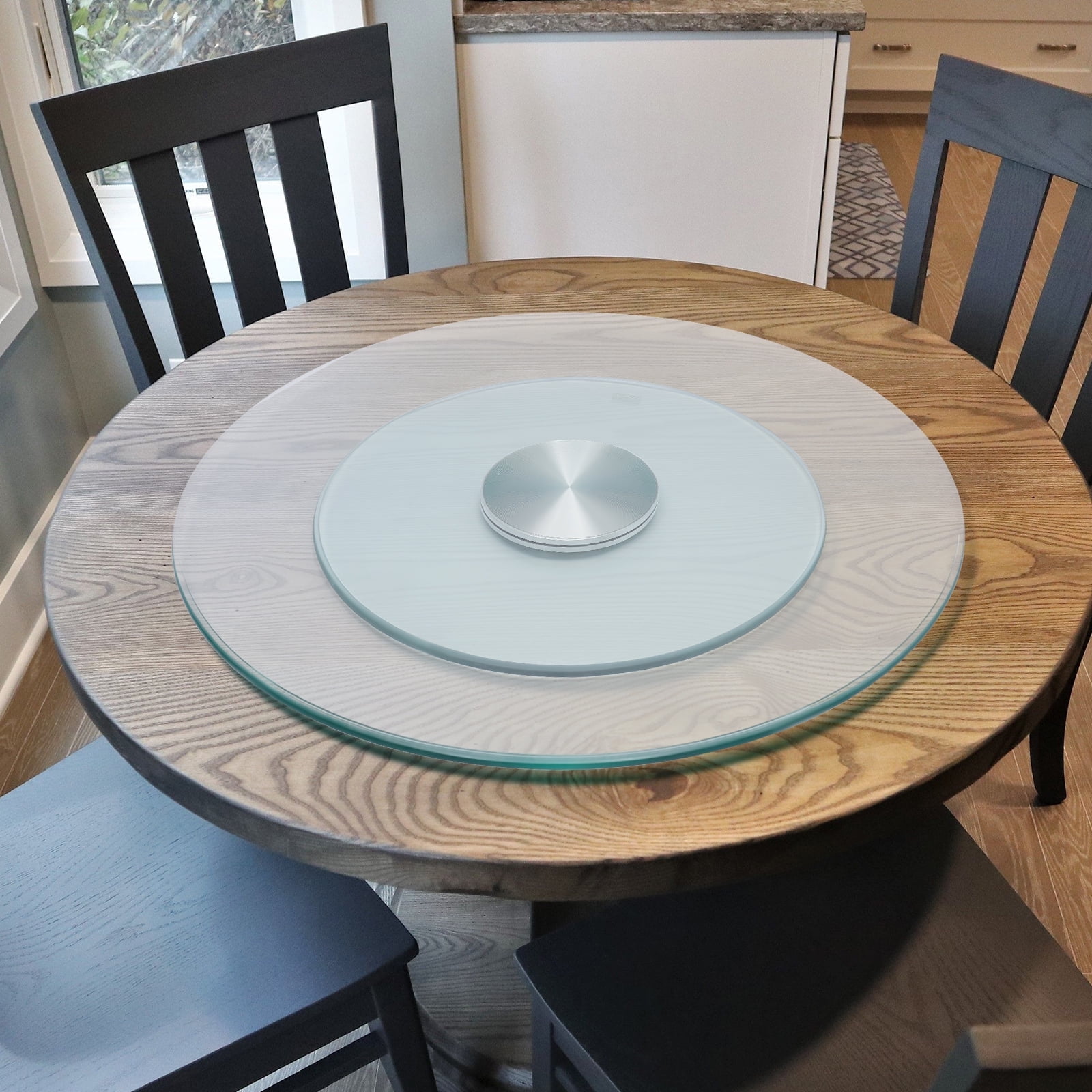 23.6" Glass Turntable for Dining Table with Swivel Assist System, Round ...