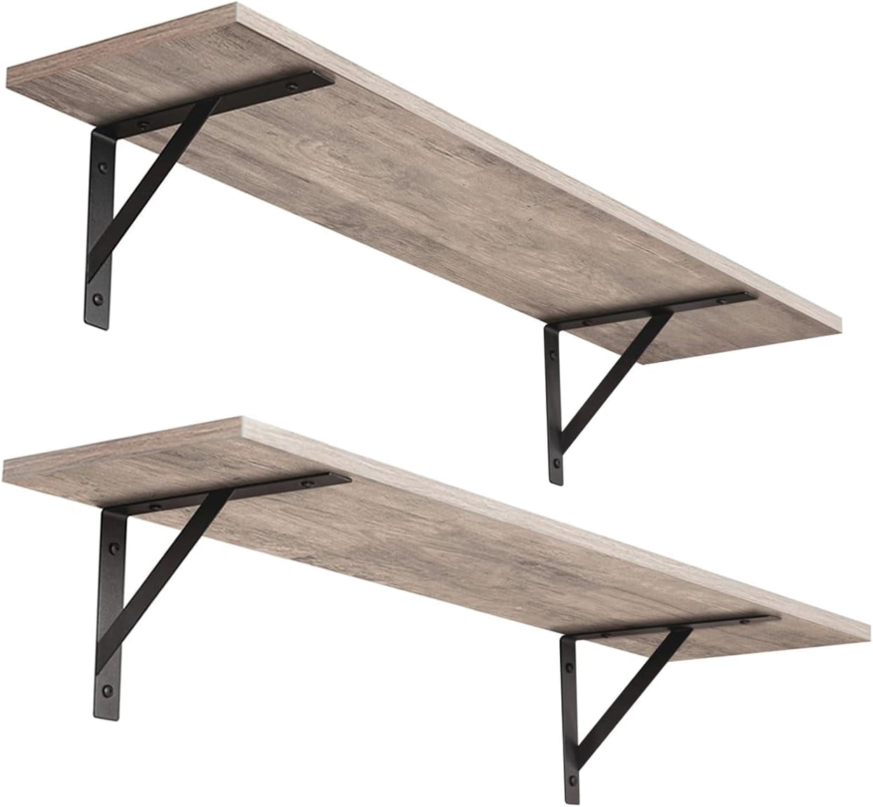 23.6 Inch Floating Shelves - Set of 2 with Metal Brackets (Greige, 7.9 ...