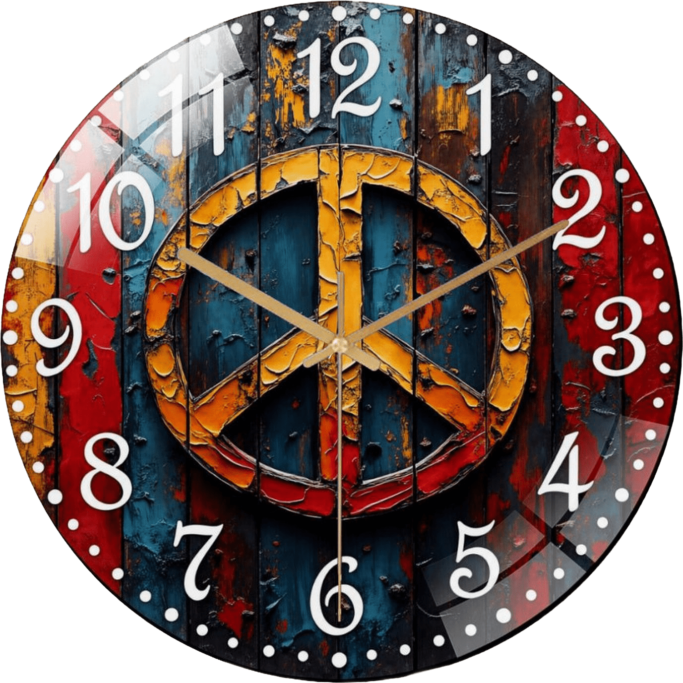 23.6 Inch Glass Silent Wall Clock Abstract Peace Symbol Art Quartz ...