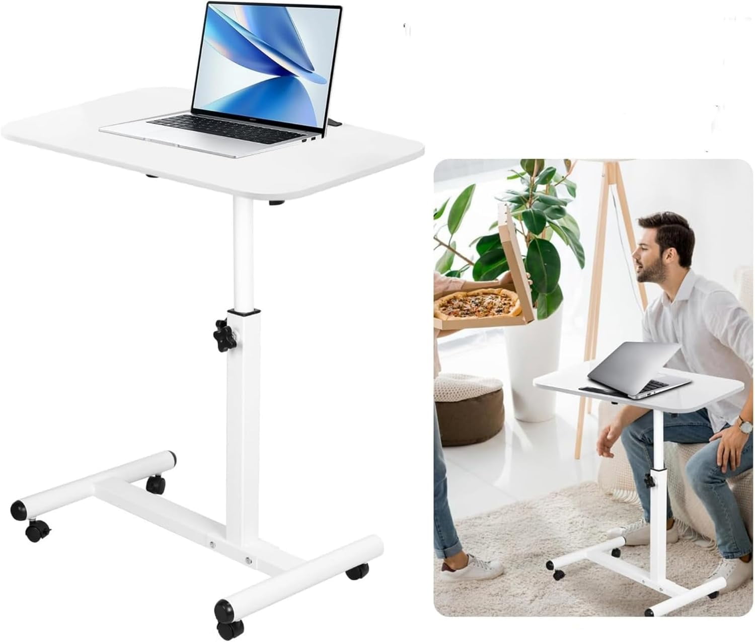 23.6 Inch Mobile Standing Desk, Height Adjustable Rolling Laptop Table ...