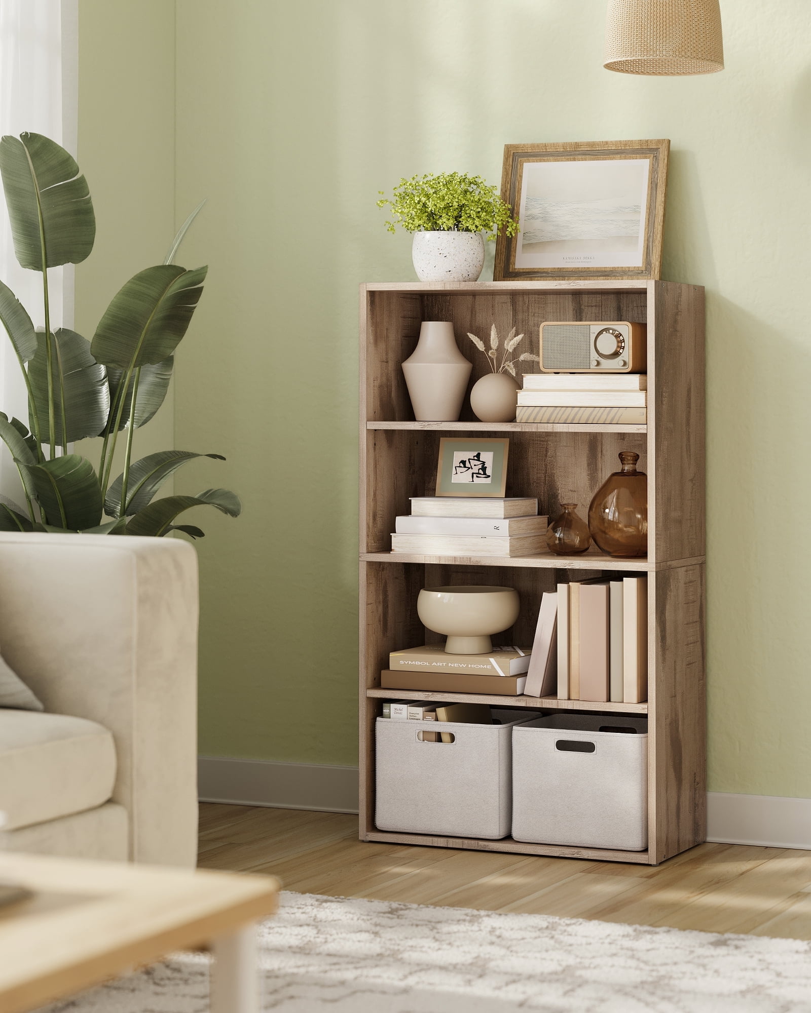 23.6 Inches Wide 4-Tier Open Bookcase with Adjustable Shelves, Floor ...