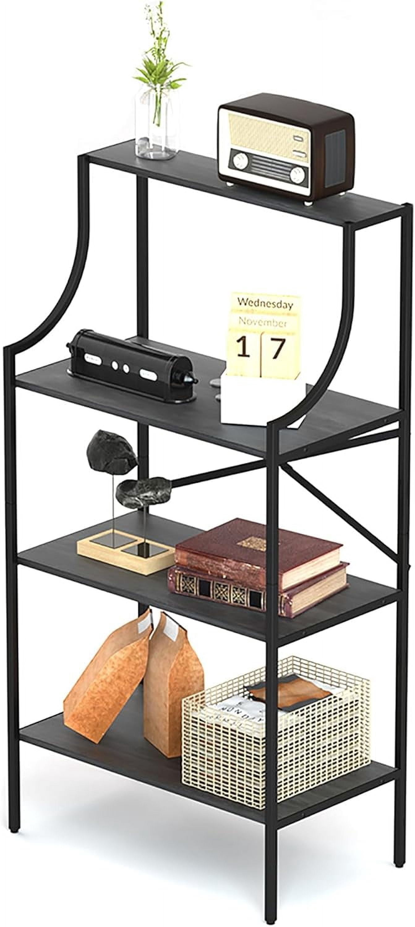 23.6" Industrial Bookshelf, 4-Tier Rustic Bookcase Ladder Shelf Metal ...