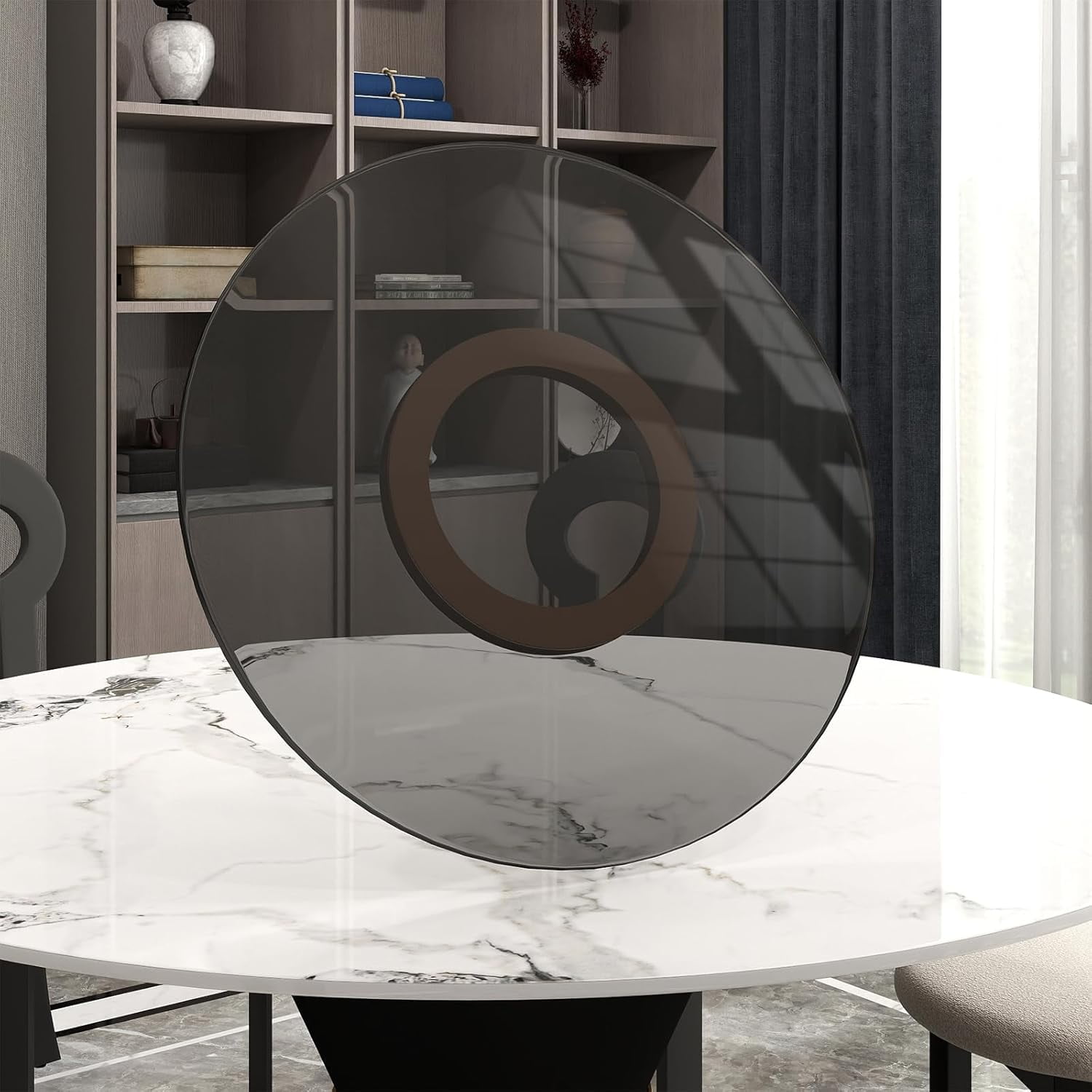 23.6" Lazy Susan for Table Top Tempered Glass Rotating Serving Tray for ...