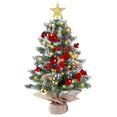 23.6'' Mini Snow Frosted Christmas Tree Table Top Lighted Artificial ...