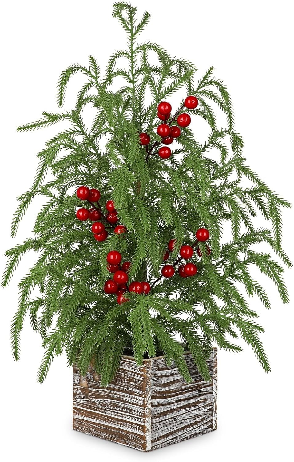 23.6'' Mini Table Top Christmas Tree with Red Berries – Small Faux ...