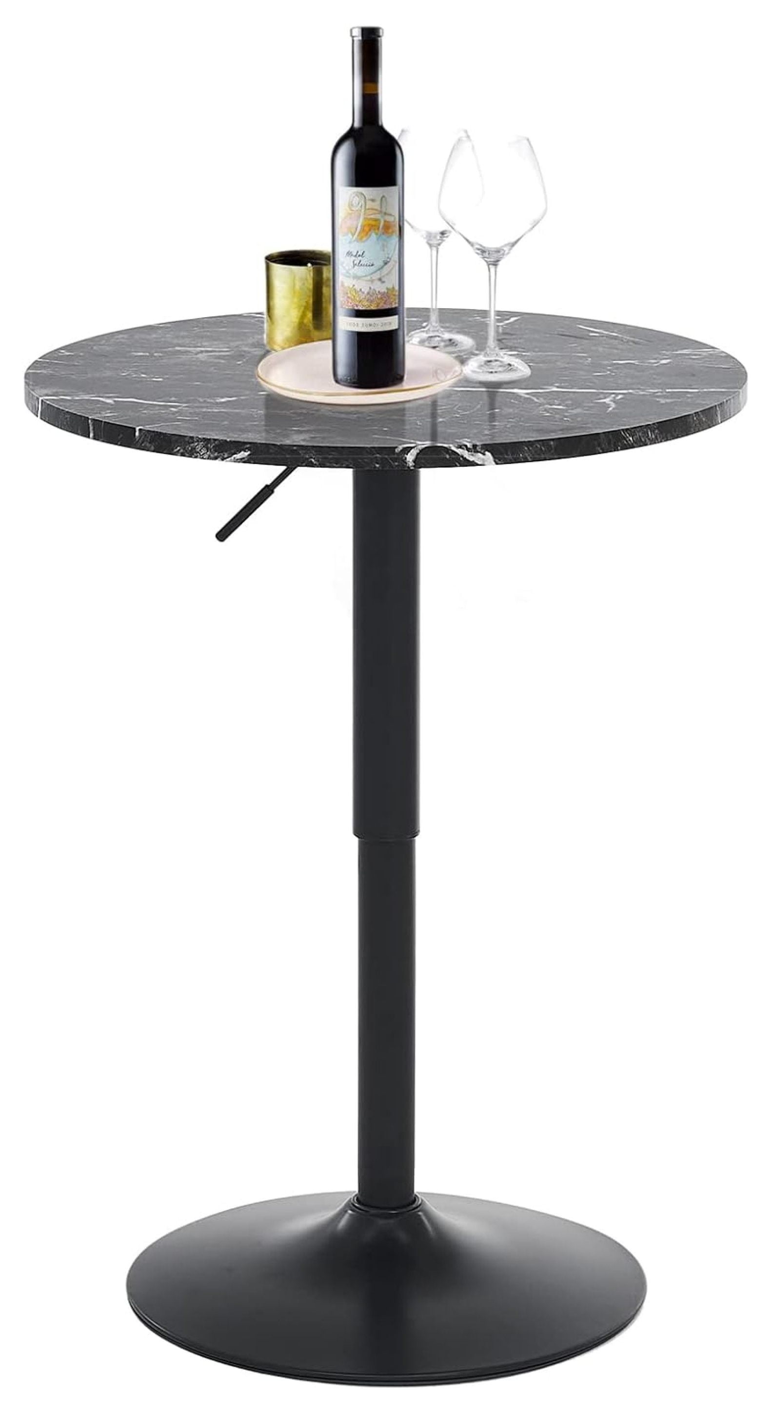 23.6" Round Bar Table, Adjustable Height, MDF Top with Metal Support ...