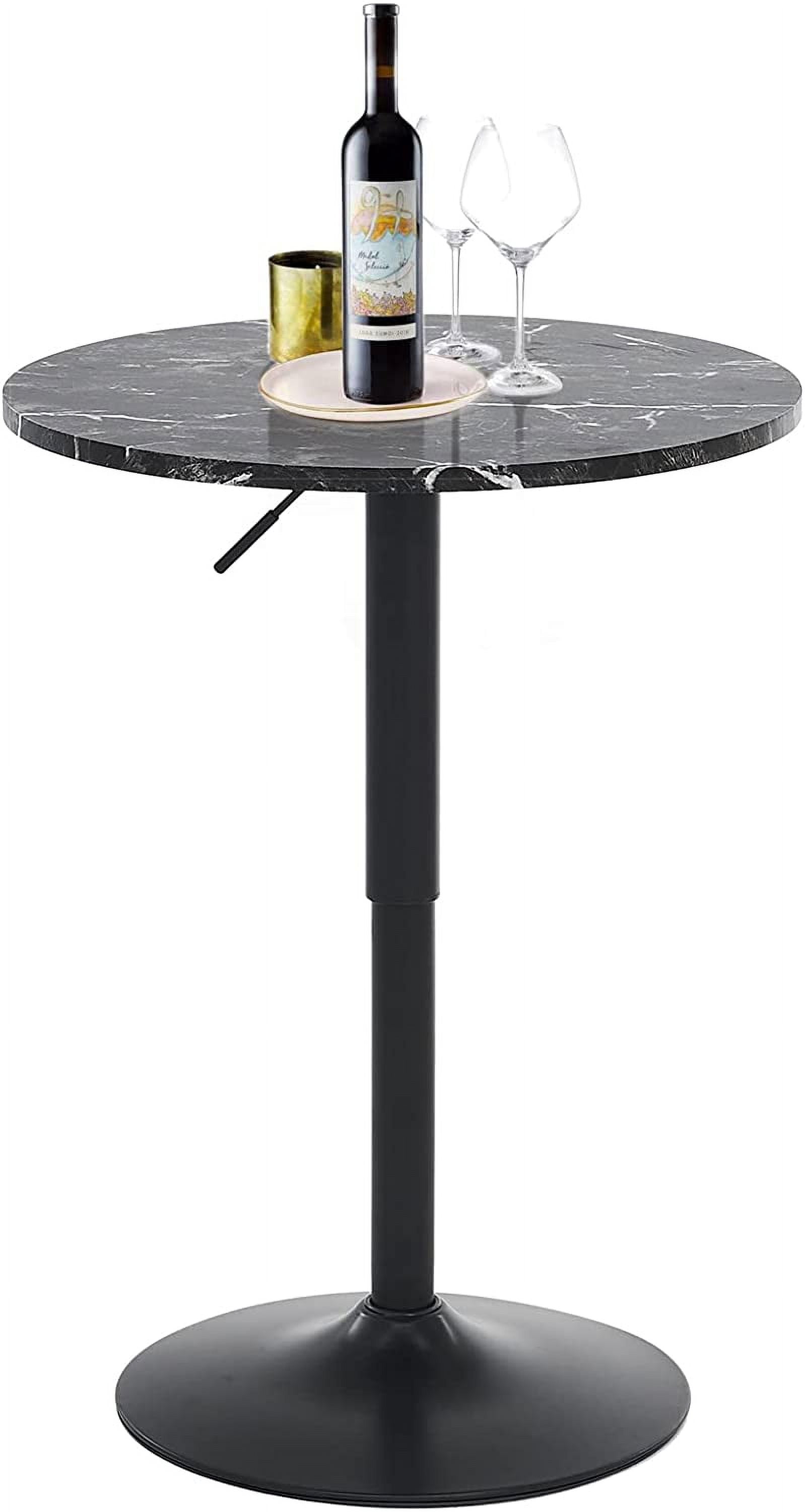 23.6" Round Bar Table, Adjustable Height, MDF Top with Metal Support ...