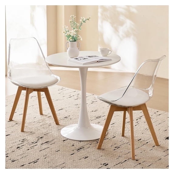 23.6" Round Dining Table for 2-4 Modern Circle Table with Metal ...