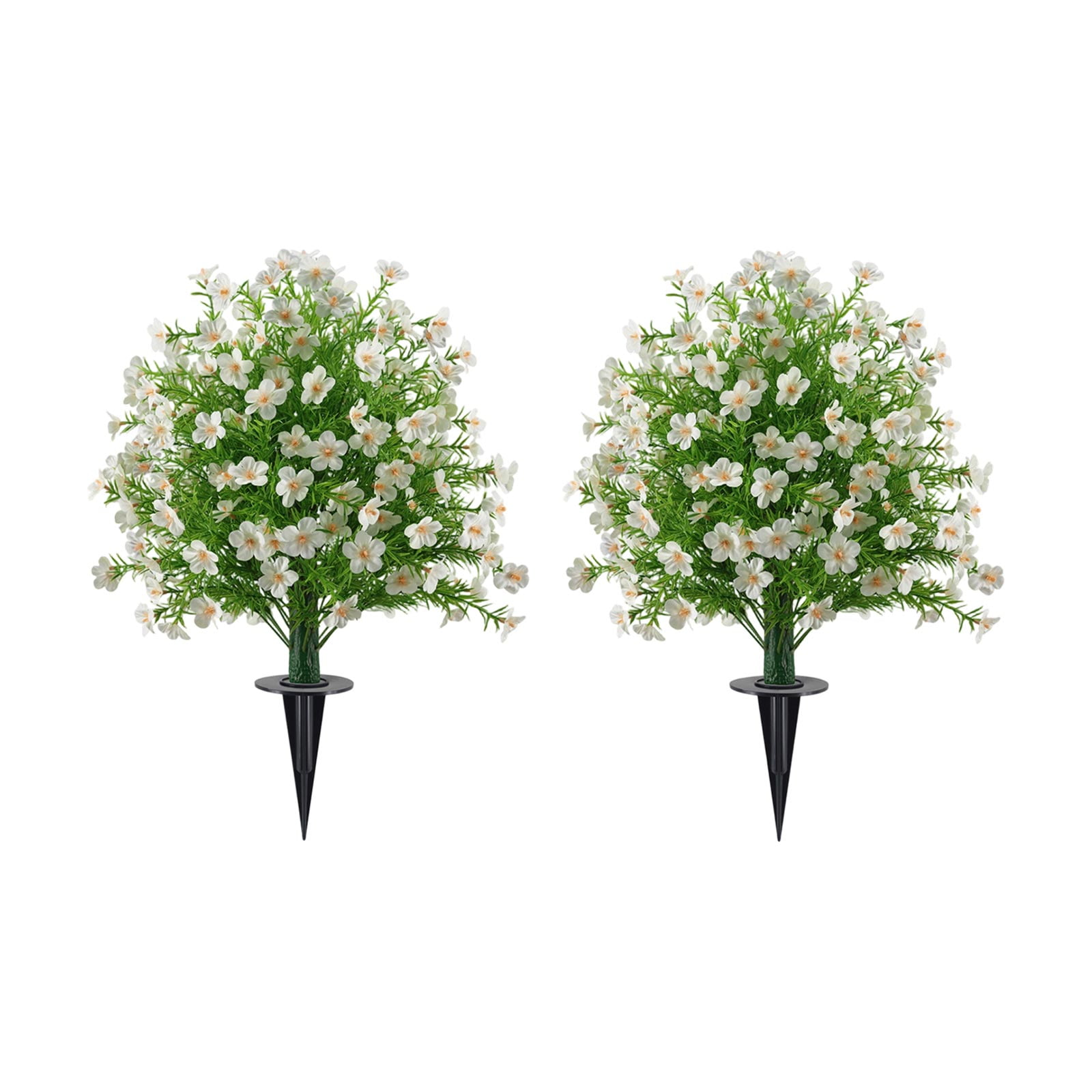 23.6" Set of 2 Artificial Boxwood Topiary Ball with Violet Flowers with ...