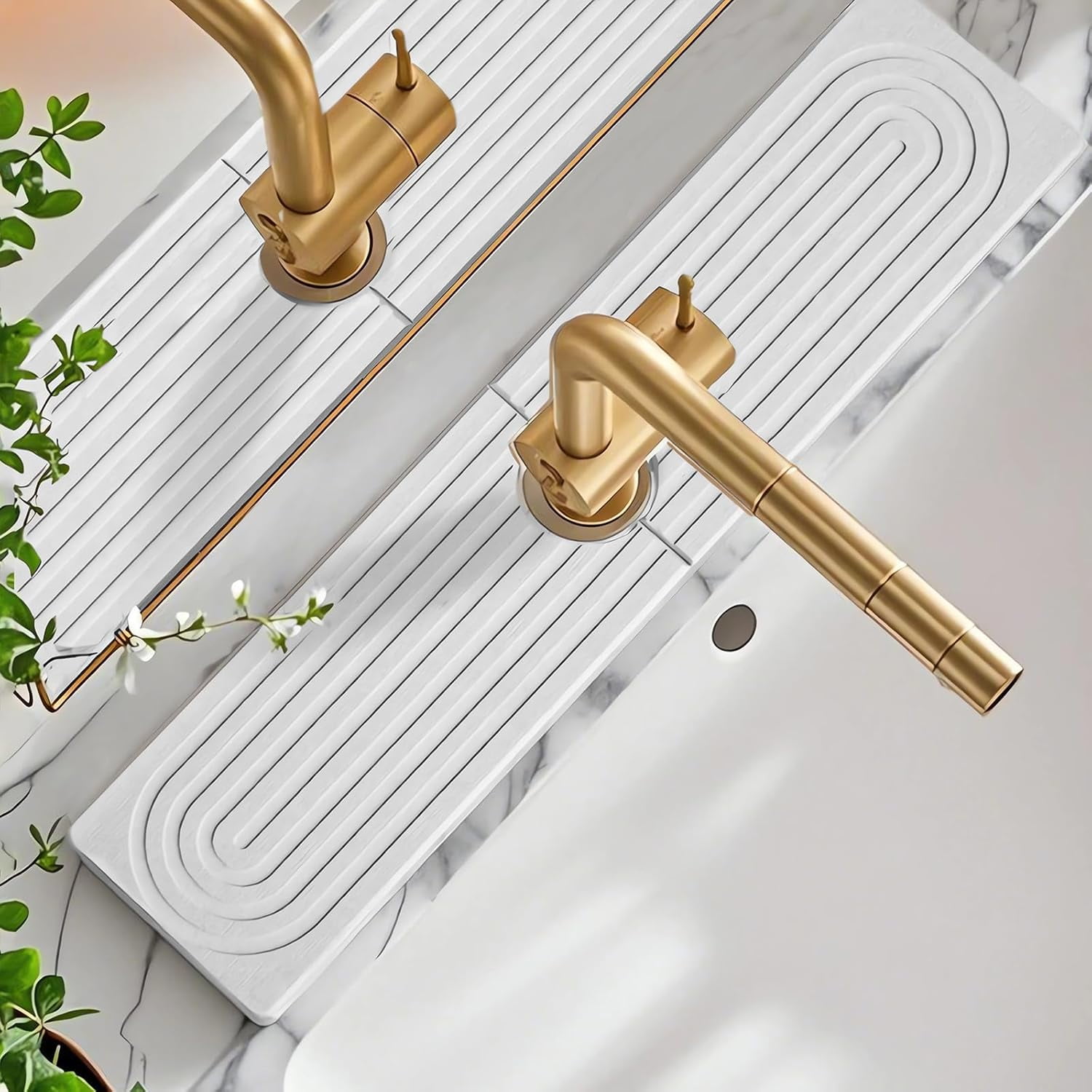 23.6" Stone Faucet Mat for Kitchen Sink Splash Guard & Draining Mat ...