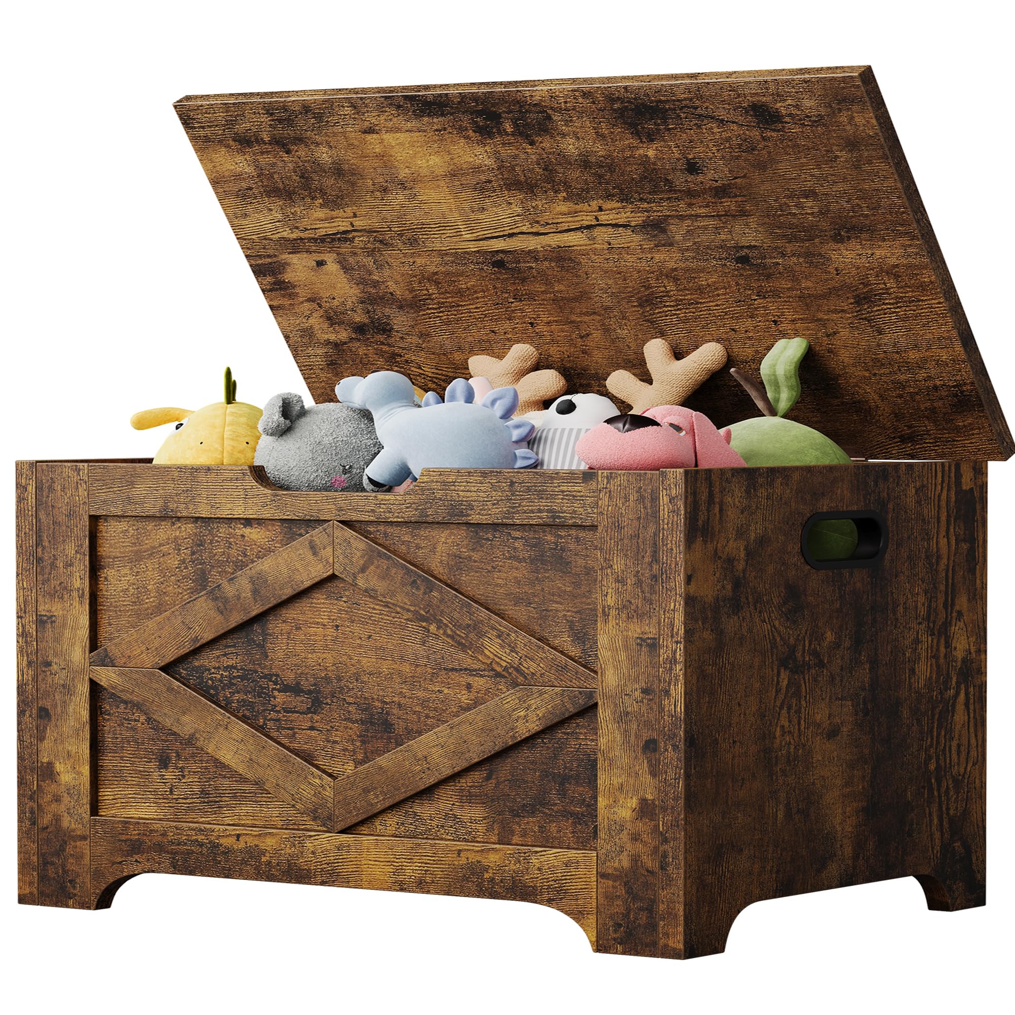 23.6" Storage Chest,Wooden Storage Bench,Lift Top Toy Chest with Safety ...