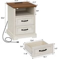 23.6'' Tall Farmhouse Nightstand with Charging Station, Rustic Wood ...