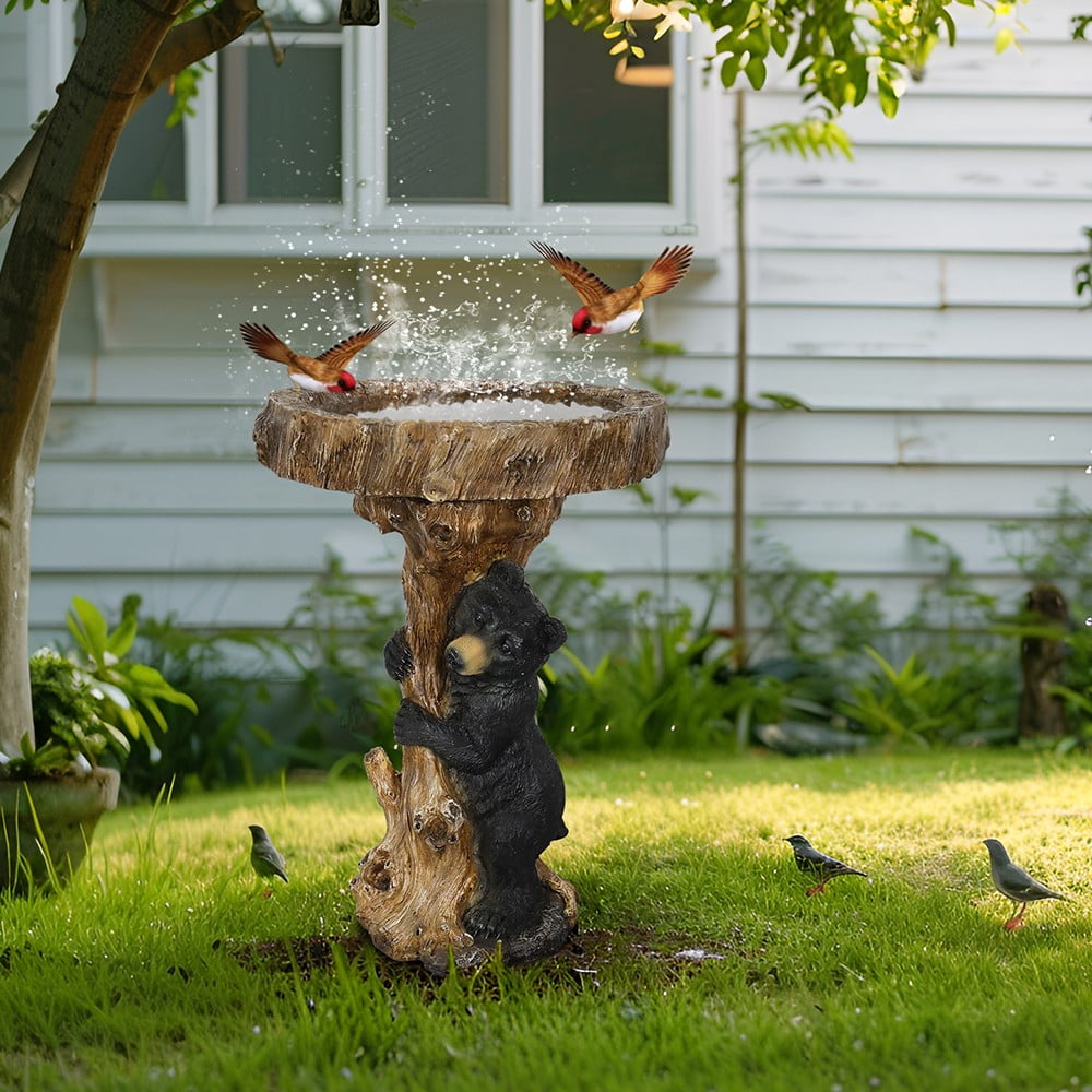 23.6”Tall Resin Outdoor Bird Baths for Garden - Outdoor Standing ...