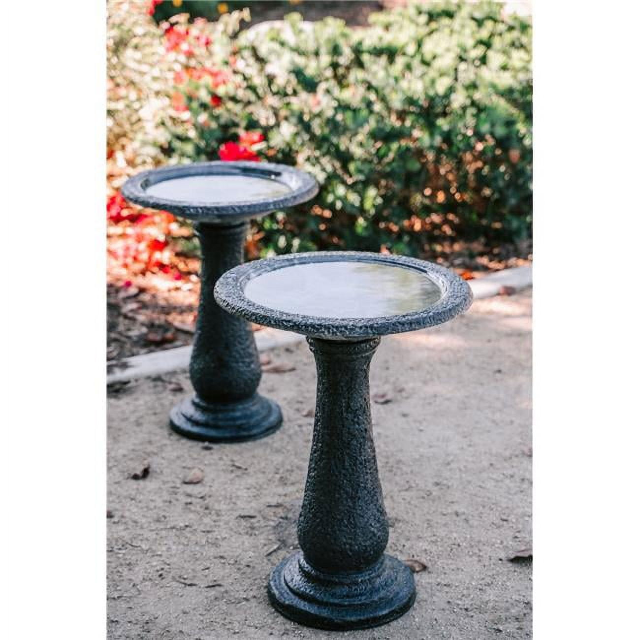 23.6 in. Tall Bird Baths with Round Pedestal & Base - Black with ...
