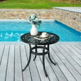 23.6 inch Patio Side Table, Cast Aluminum End Table with Adjustable ...