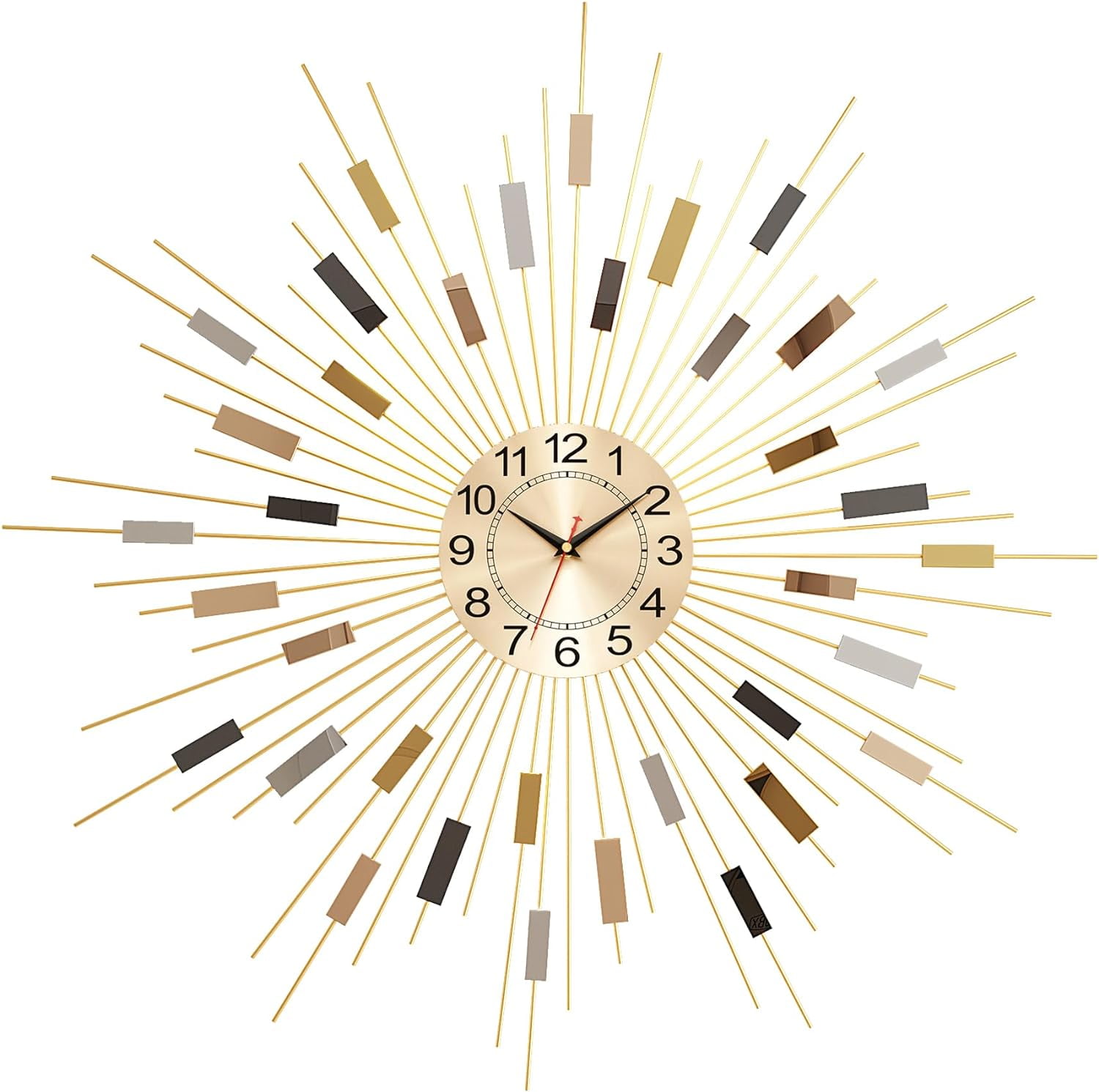 23.6 inch Starburst Wall Clock Modern Gold Mid Century Large Wall ...