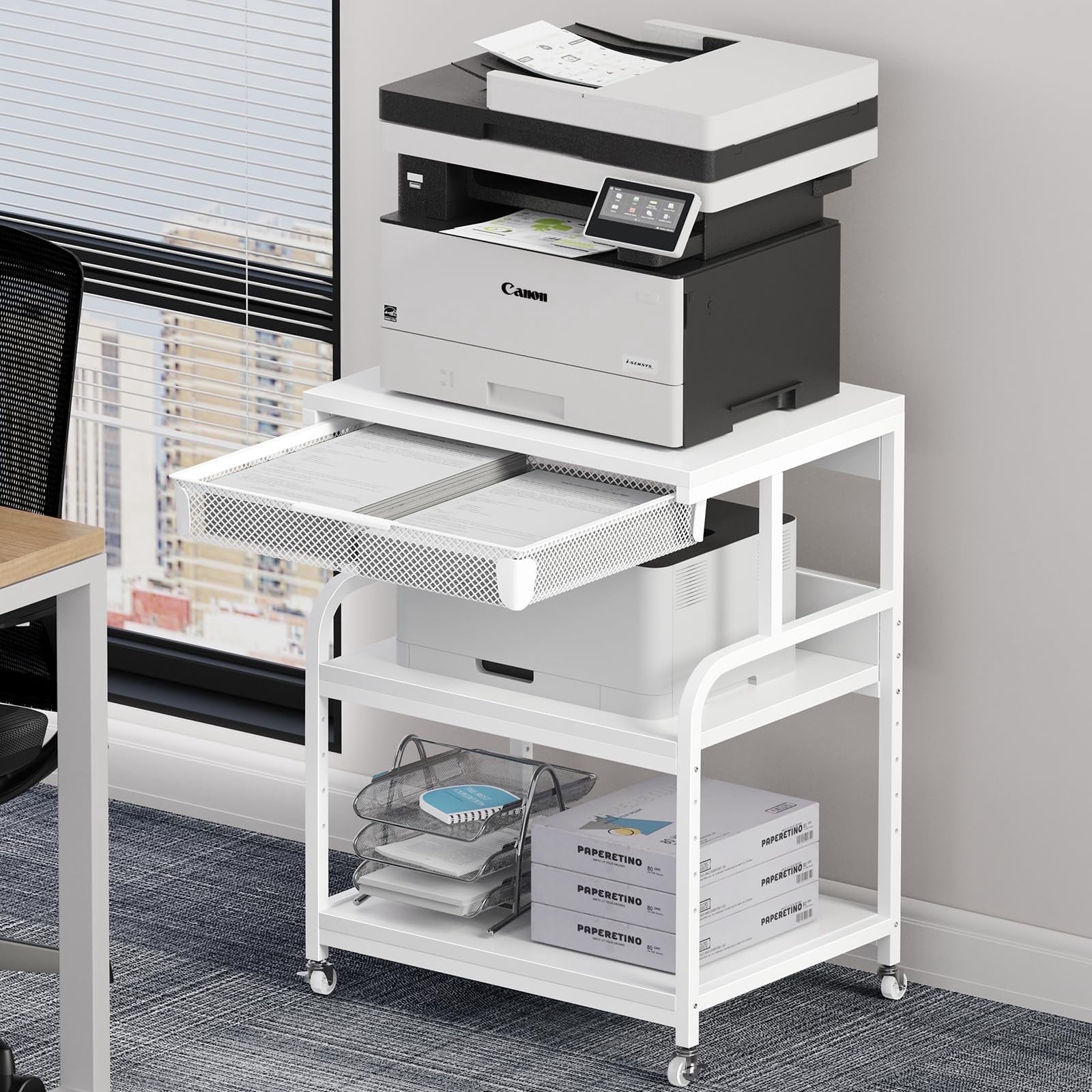 EasyCom Printer Stand with Storage 3-Tier Printer Table for Home Office ...