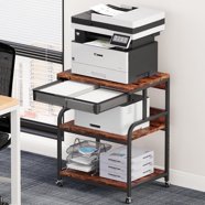 HOOBRO 2-Tier Mobile Printer Stand, Metal Storage Rolling Shelves, Home ...