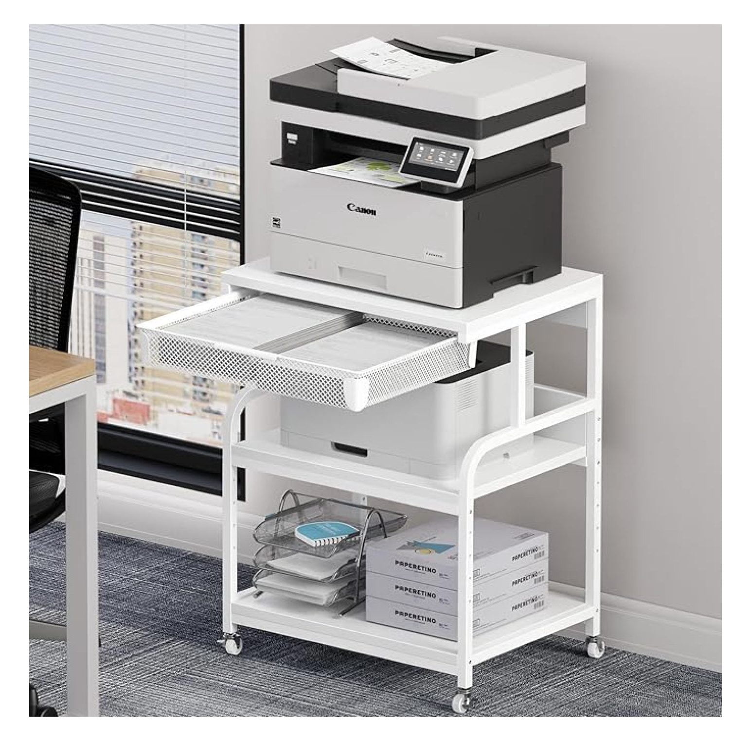 23.6''x18.9'' Extra Large Printer Stand with Drawer, 5-Adjustable ...